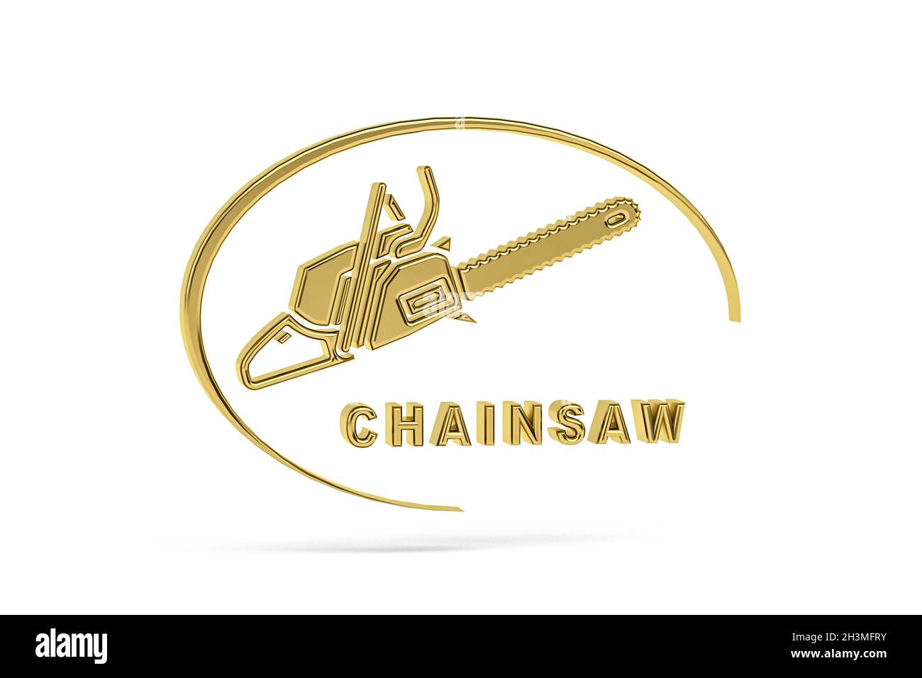 Golden 3d chainsaw icon isolated on white background - 3d render Stock ...