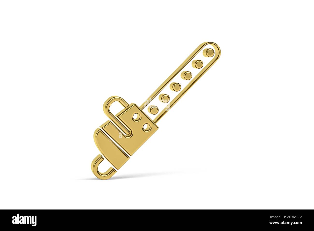 Golden 3d chainsaw icon isolated on white background - 3d render Stock ...