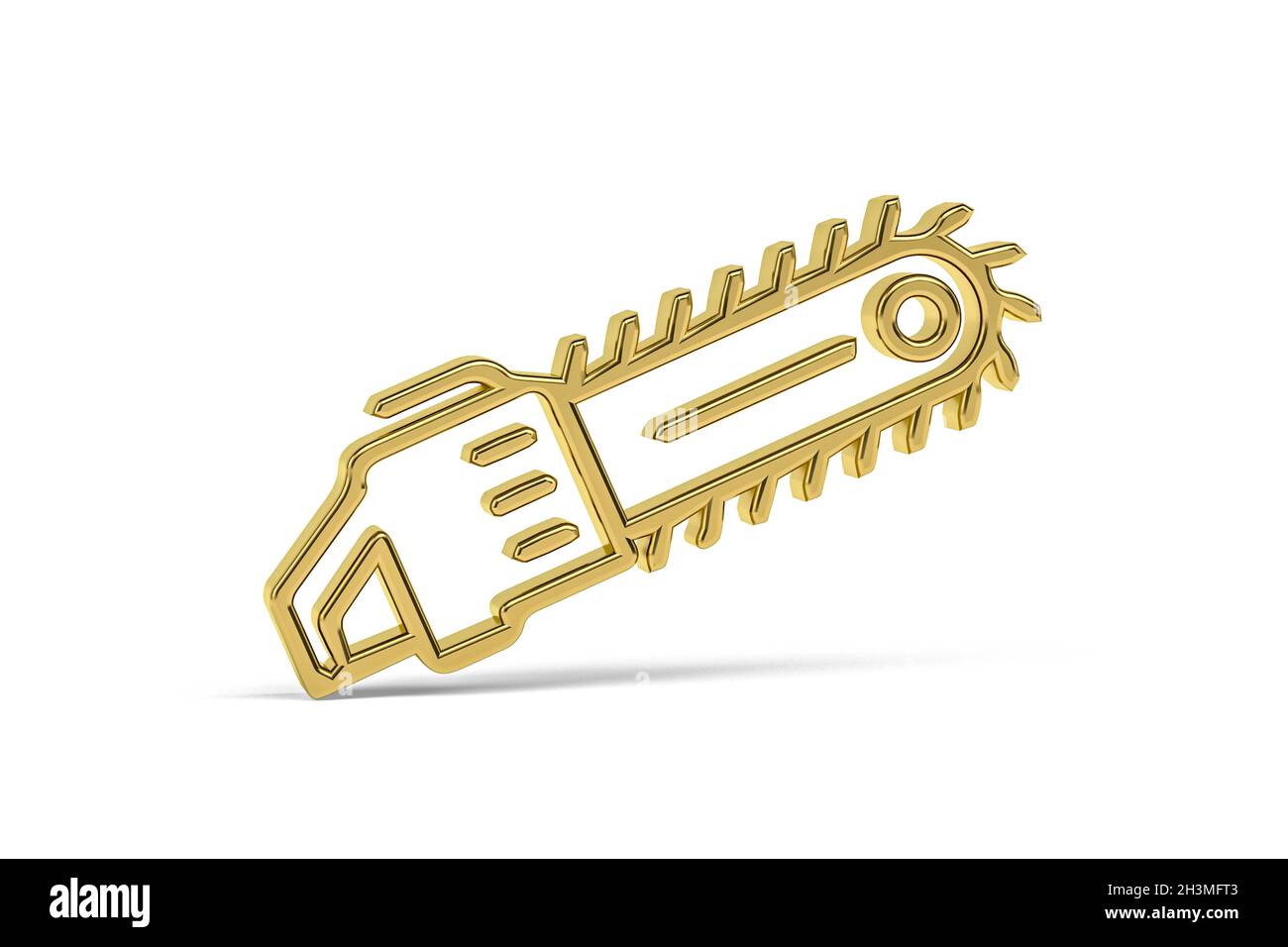 Golden 3d chainsaw icon isolated on white background - 3d render Stock ...