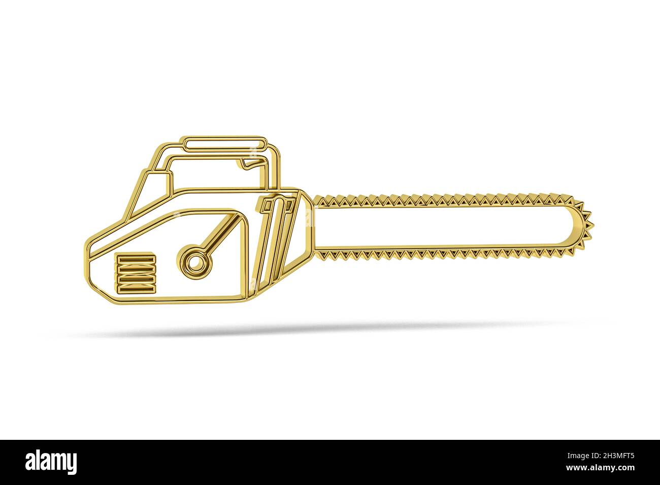 Golden 3d chainsaw icon isolated on white background - 3d render Stock ...