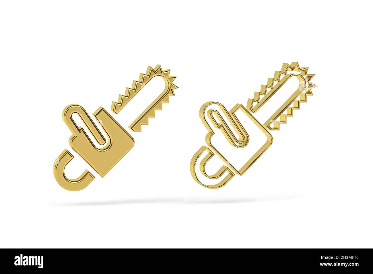 Golden 3d chainsaw icon isolated on white background - 3d render Stock ...