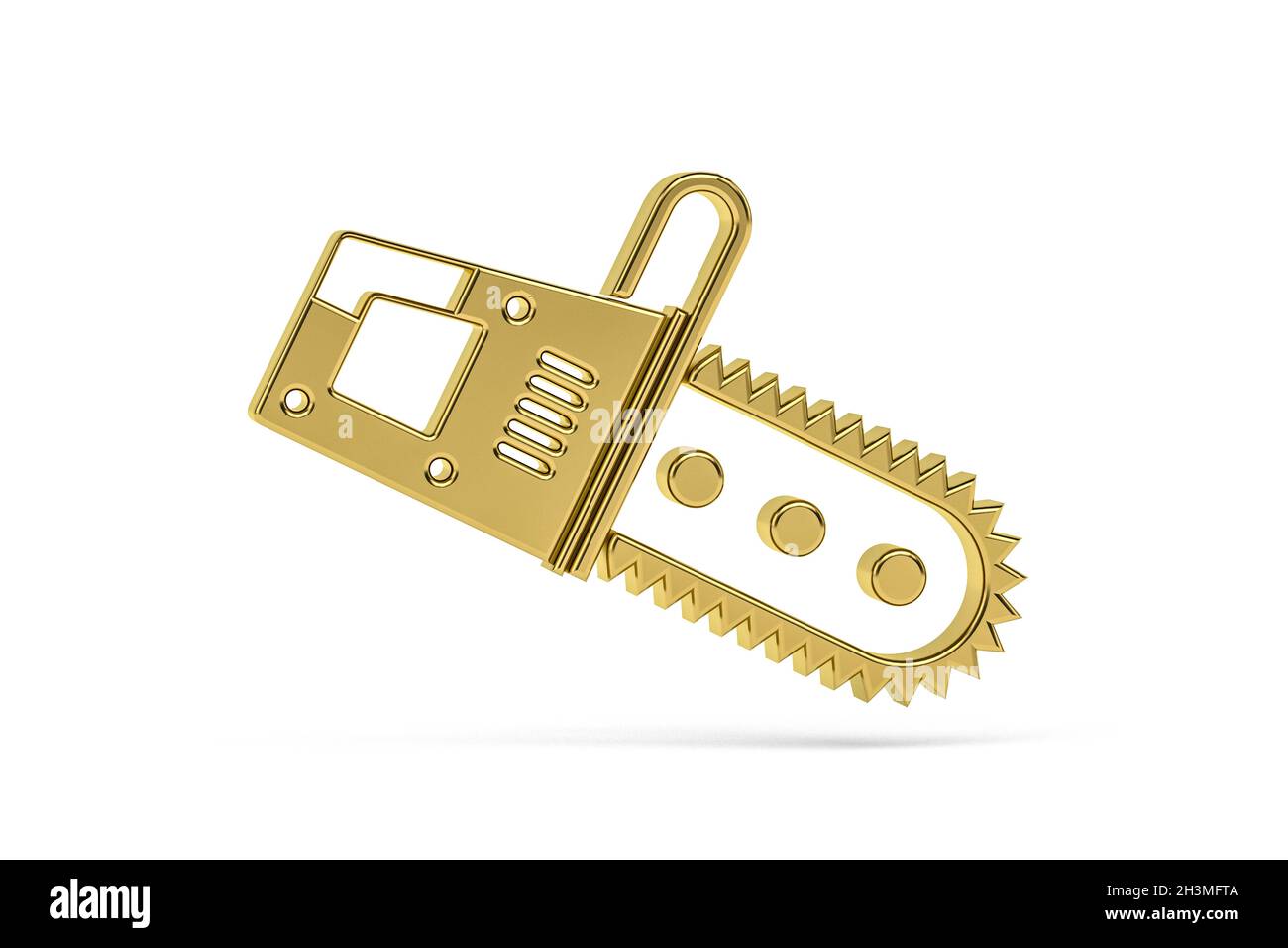 Golden 3d chainsaw icon isolated on white background - 3d render Stock ...