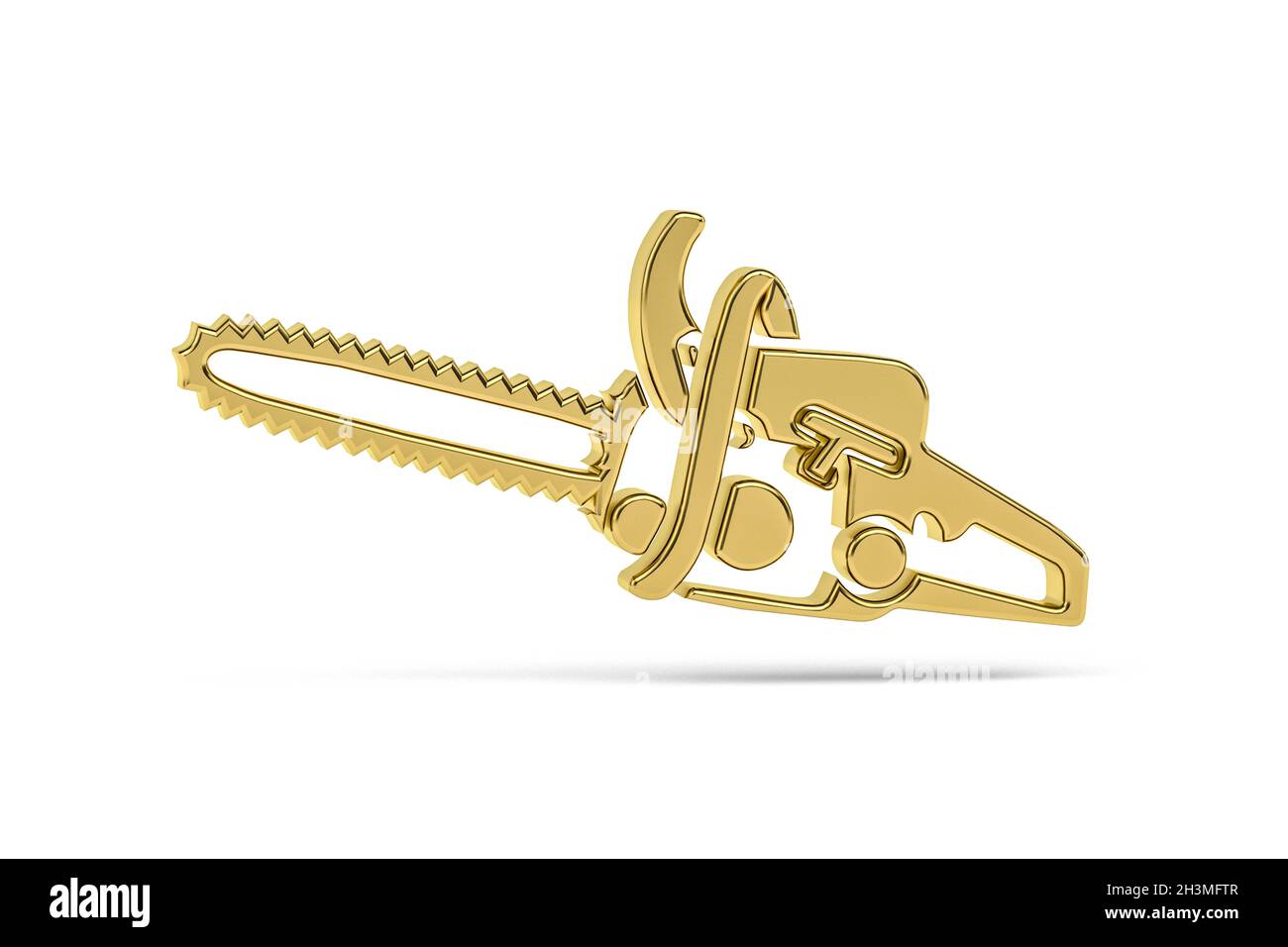 Golden 3d chainsaw icon isolated on white background - 3d render Stock ...