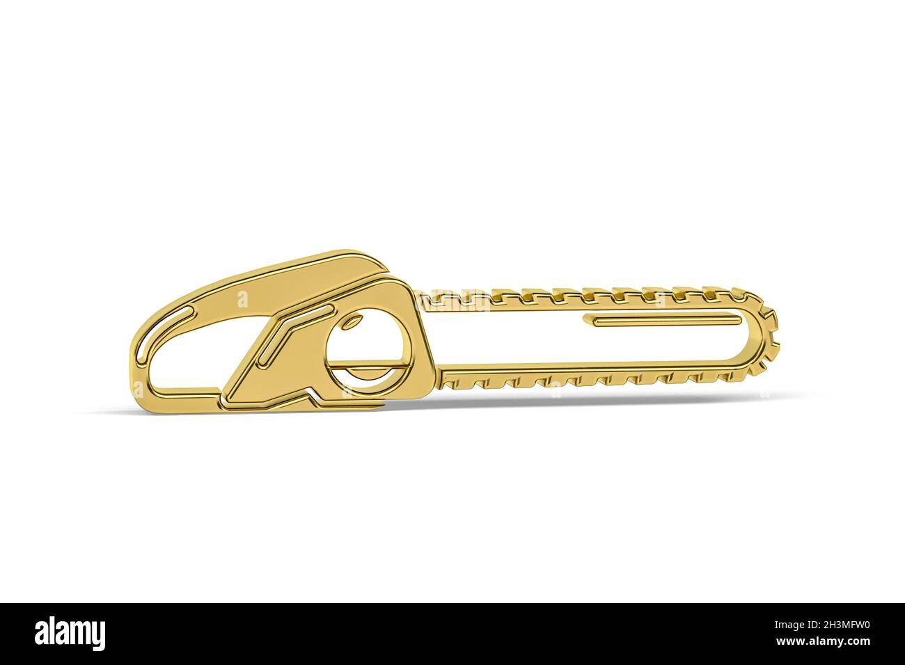 Golden 3d chainsaw icon isolated on white background - 3d render Stock ...
