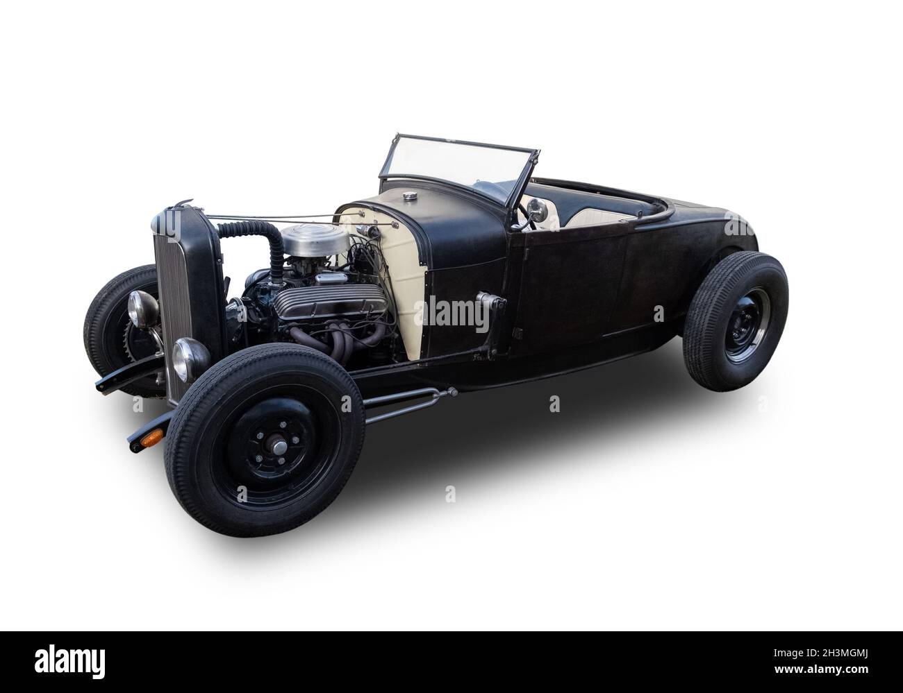 Retro-styled open car isolated over white background Stock Photo - Alamy