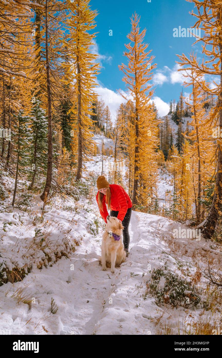 Female hiker in larch hi-res stock photography and images - Alamy