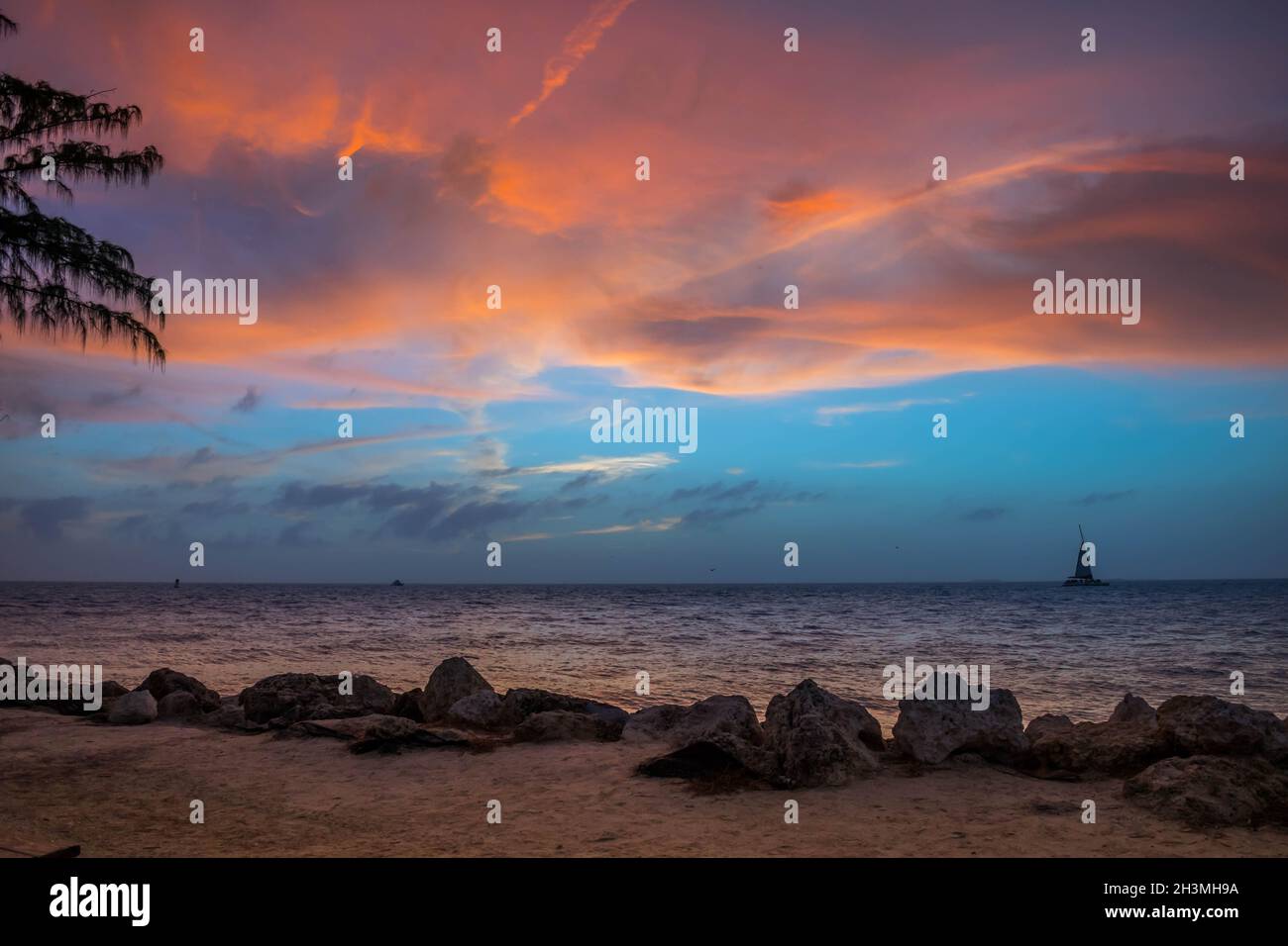 Beach blue sky sand sun ocean water florida keys hi-res stock ...