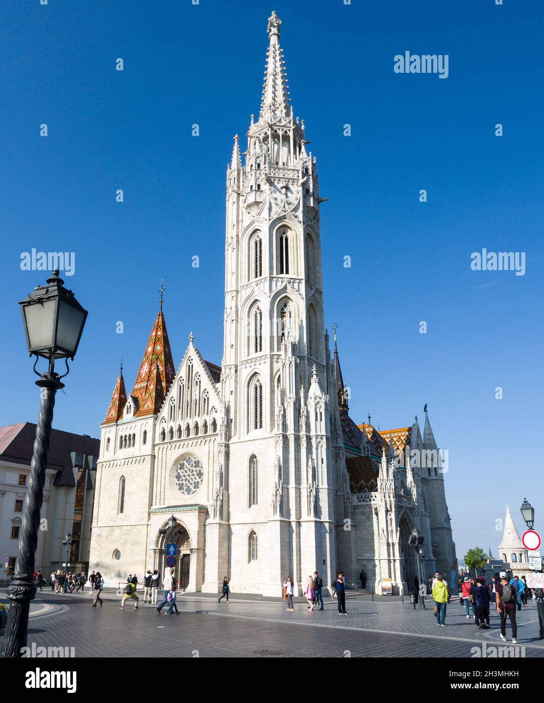 The front facade of The Church of the Assumption of the Buda Castle or ...