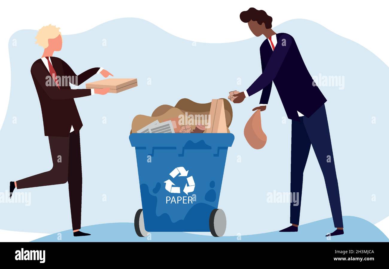 Waste recycling. People sort every type of waste. Recycling to save ...