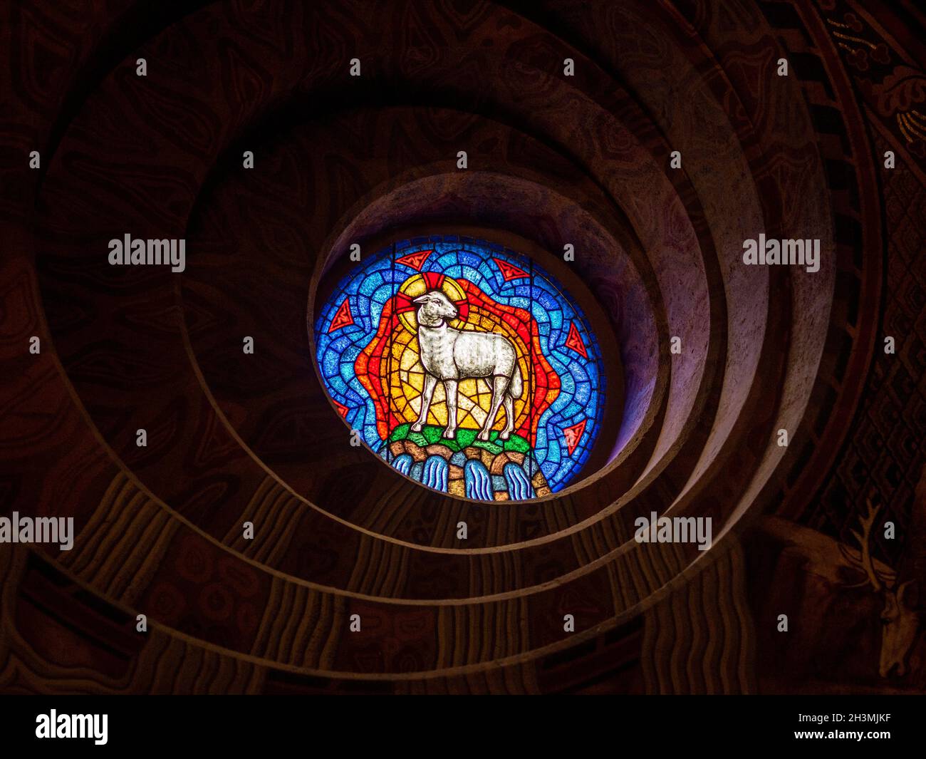 Stained Glass Lamb above Mathias Church Entrance: A Beautiful Stained ...