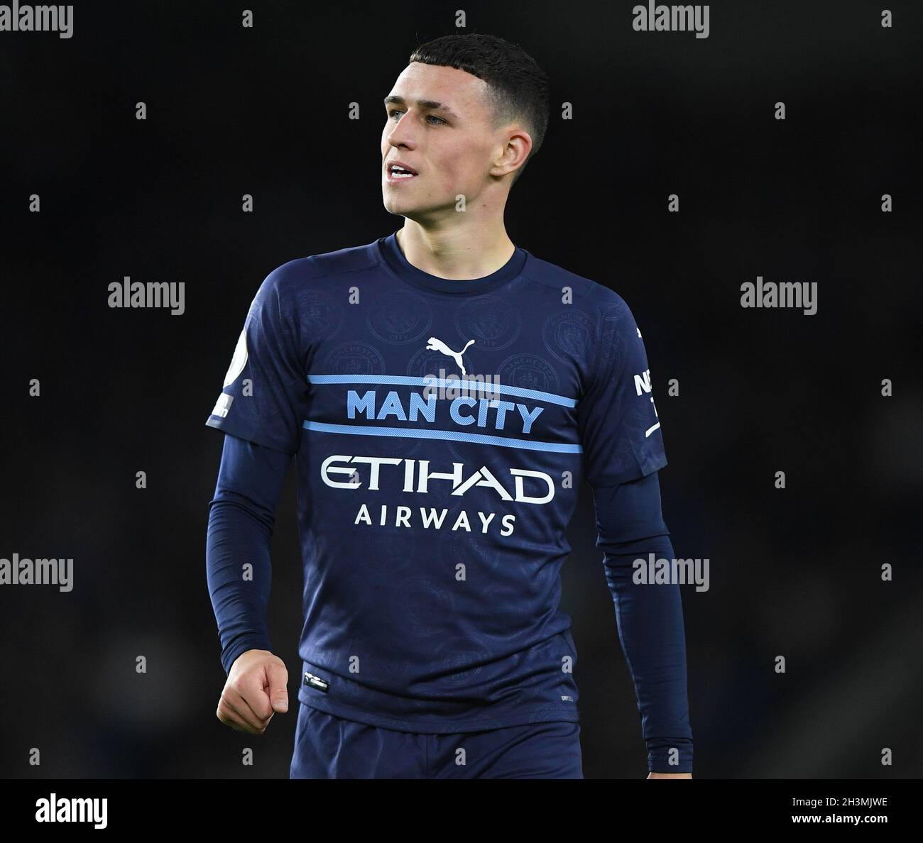 Manchester City's Phil Foden during the game at the Amex Stadium ...