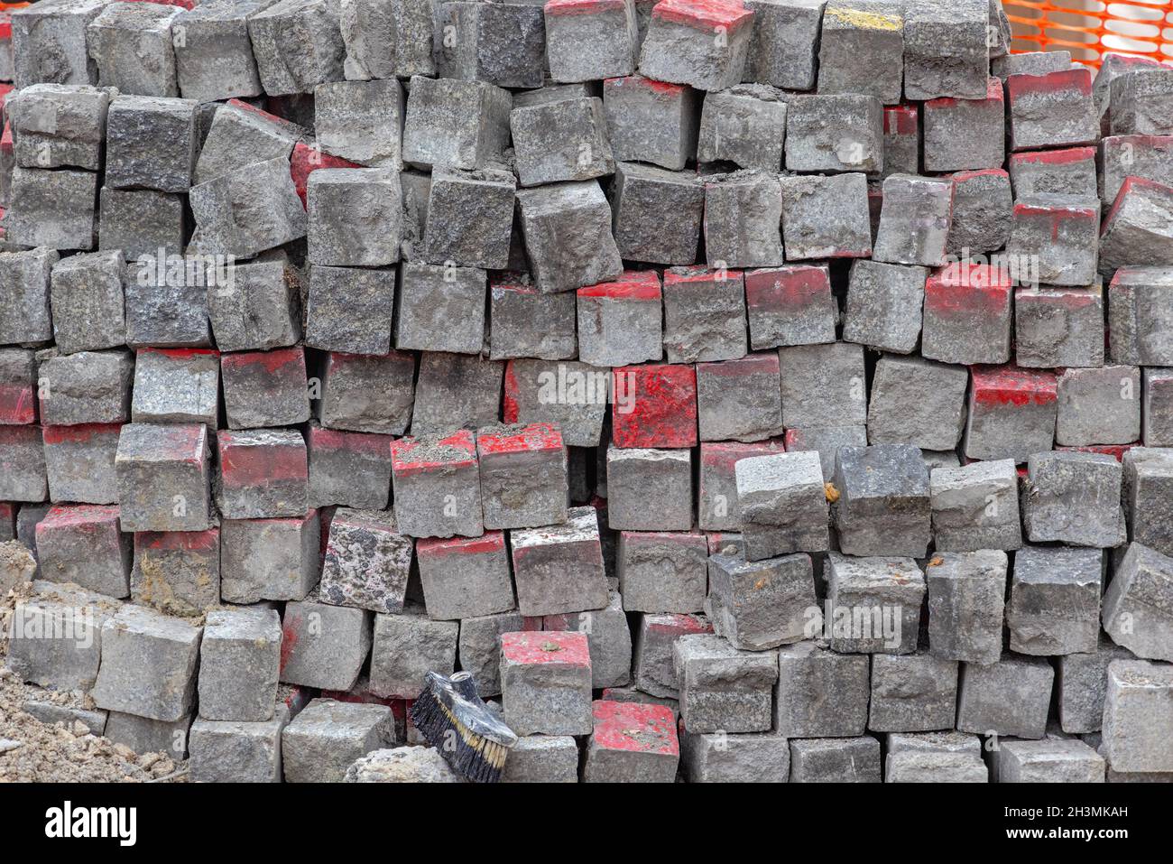 Stacked Cobblestones Material for Street Pavement Construction ...