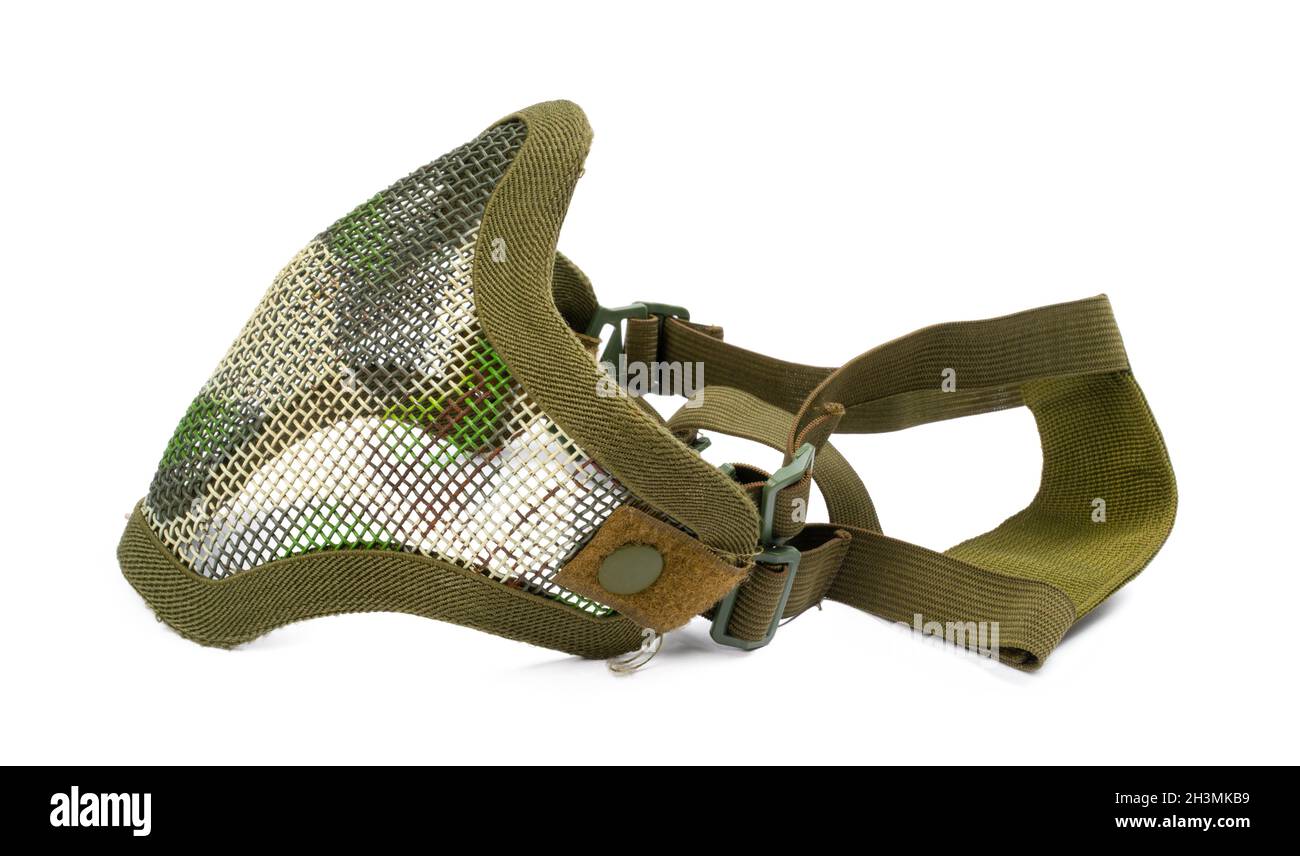 Airsoft Face safety protection mask isolated on white Stock Photo - Alamy