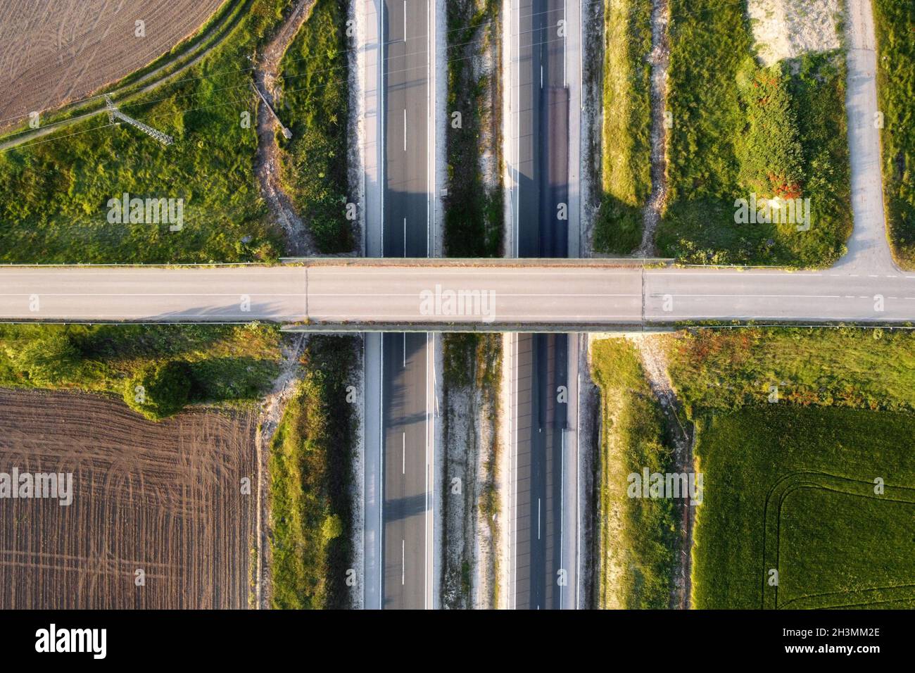 Aerial view of a rural highway intersection Stock Photo - Alamy