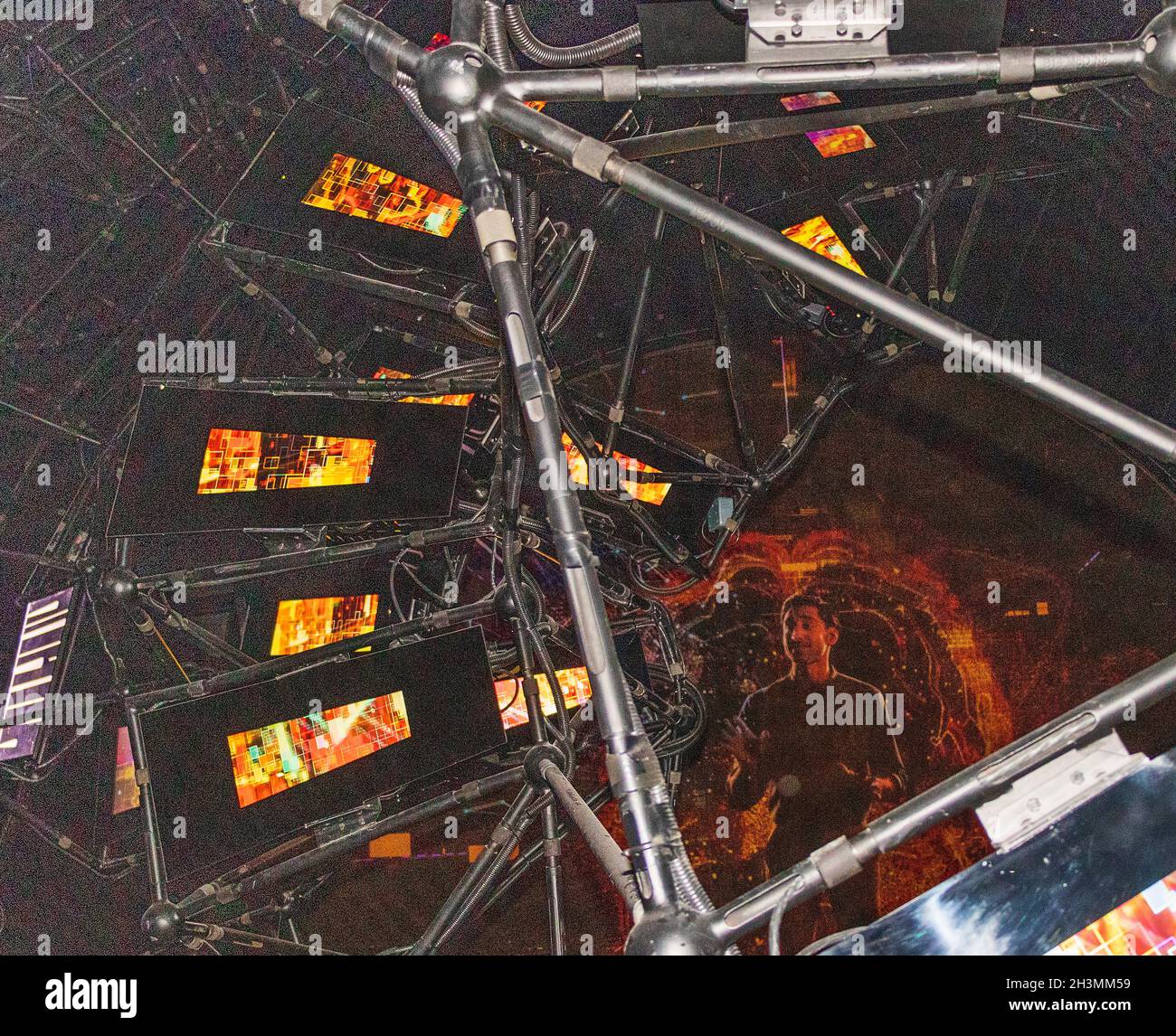 Dubai, UAE - 10.16.2021 Shot of an abstract futuristic installation ...