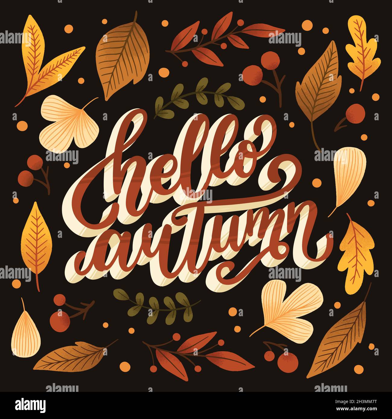 hello autumn lettering vector design illustration Stock Vector Image ...
