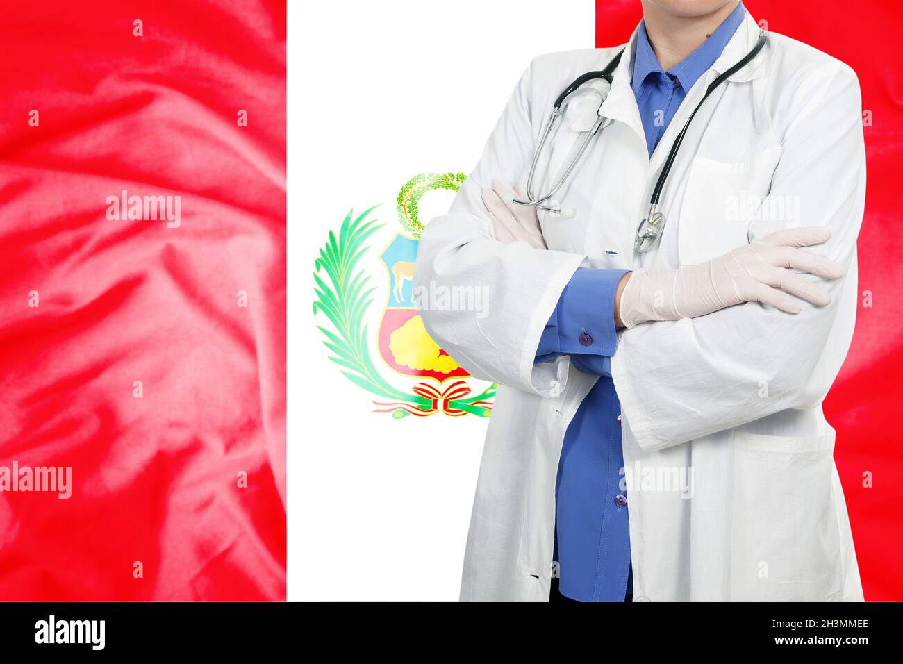 Doctor standing with the flag Stock Photo - Alamy