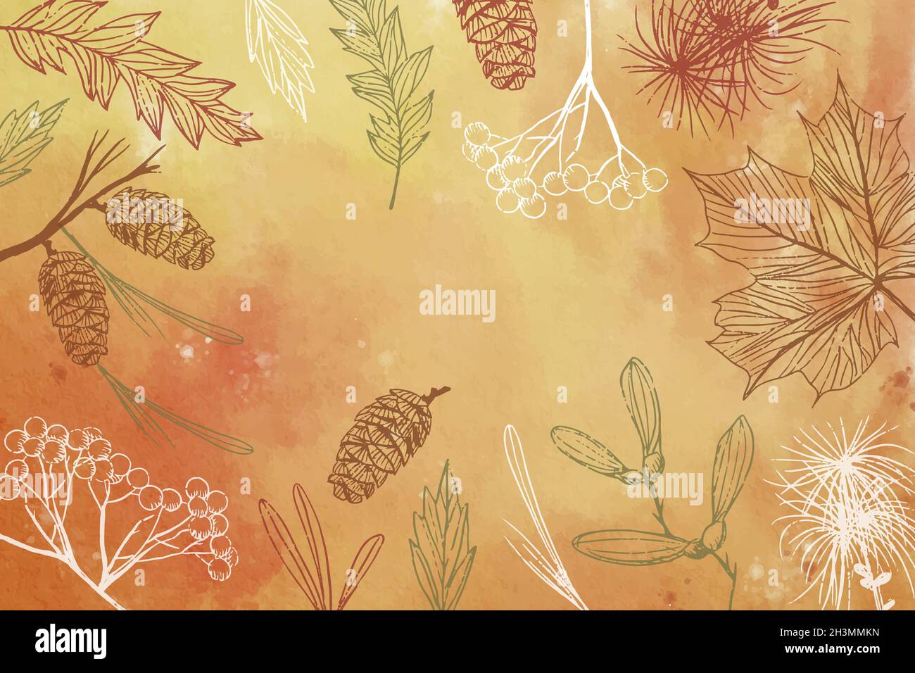 hand drawn autumn background vector design illustration Stock Vector ...