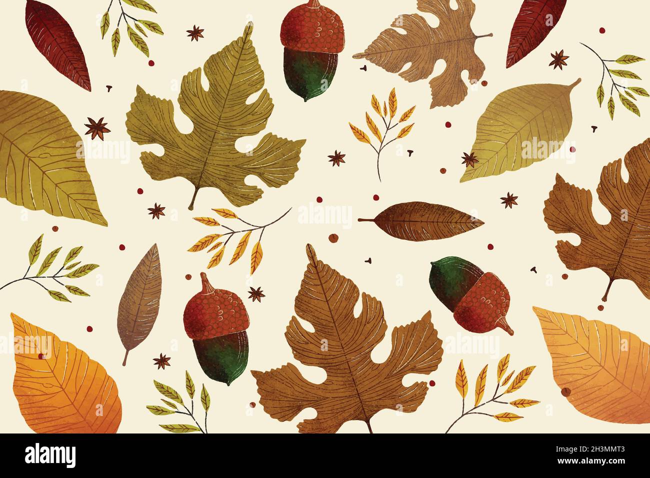 hand drawn autumn background vector design illustration Stock Vector ...