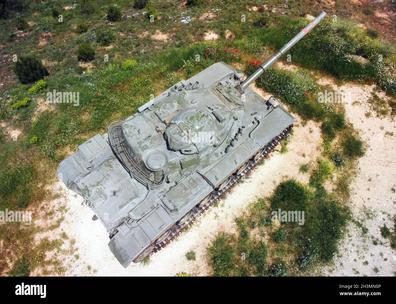 Aerial top view of a military tank Stock Photo - Alamy