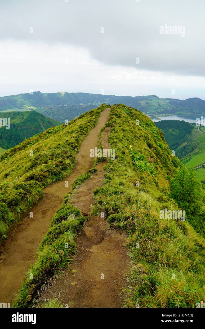 amazing green landscape on the azores island sao miguel Stock Photo - Alamy