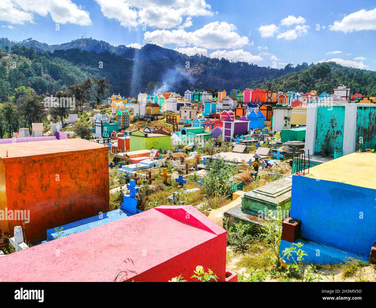 Amazing colorful cemetery in Chichicastenango, Guatemala Stock Photo ...