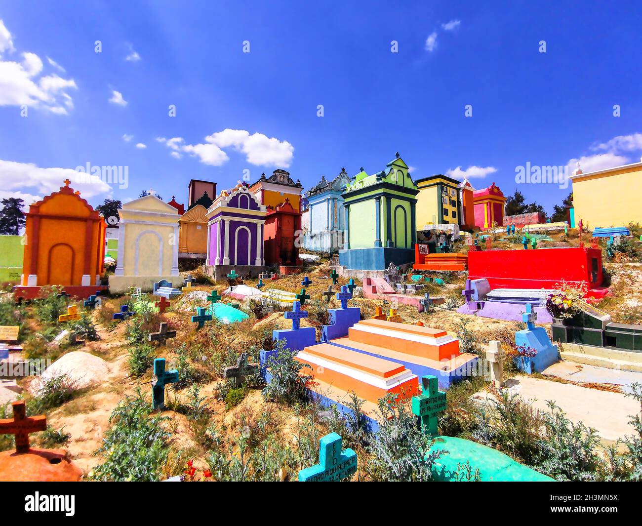 Amazing colorful cemetery in Chichicastenango, Guatemala Stock Photo ...