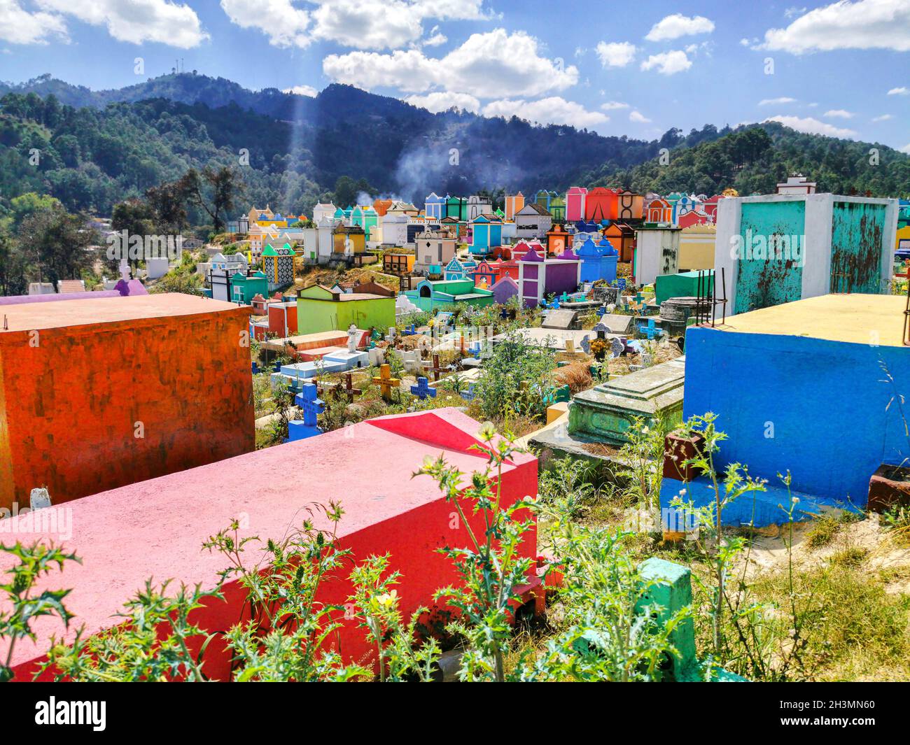Amazing colorful cemetery in Chichicastenango, Guatemala Stock Photo ...