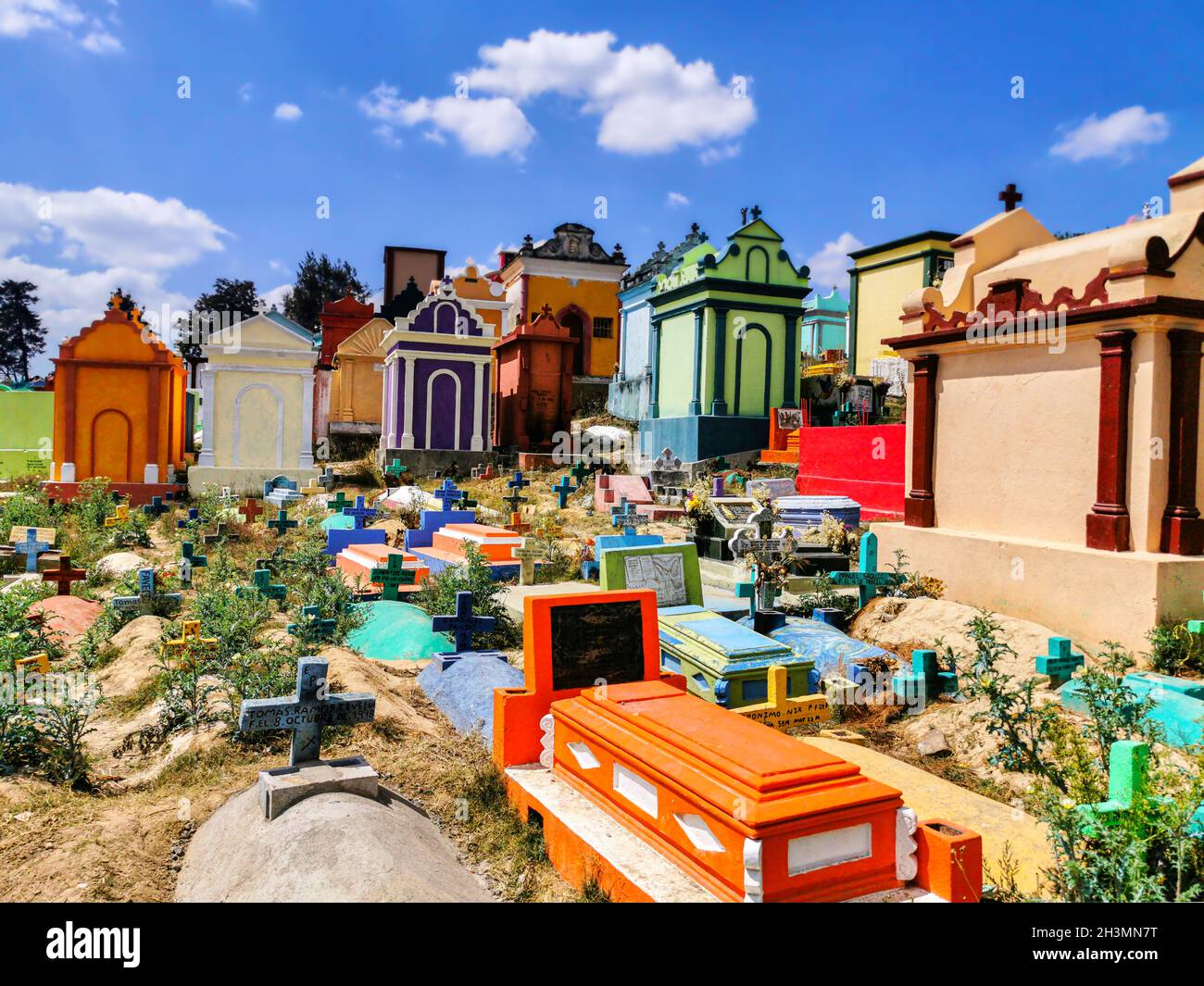 Amazing colorful cemetery in Chichicastenango, Guatemala Stock Photo ...
