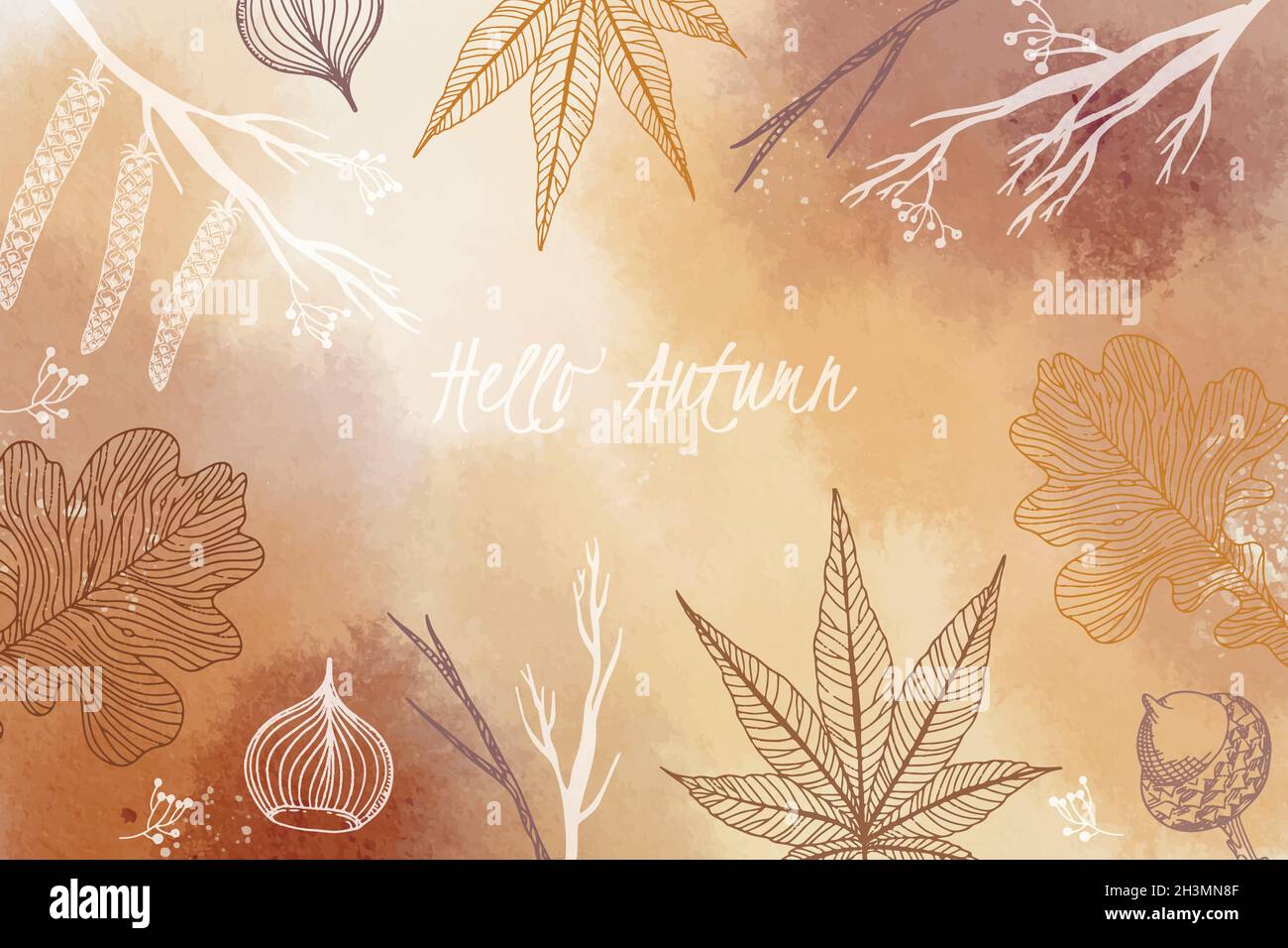 hand drawn autumn background vector design illustration Stock Vector ...