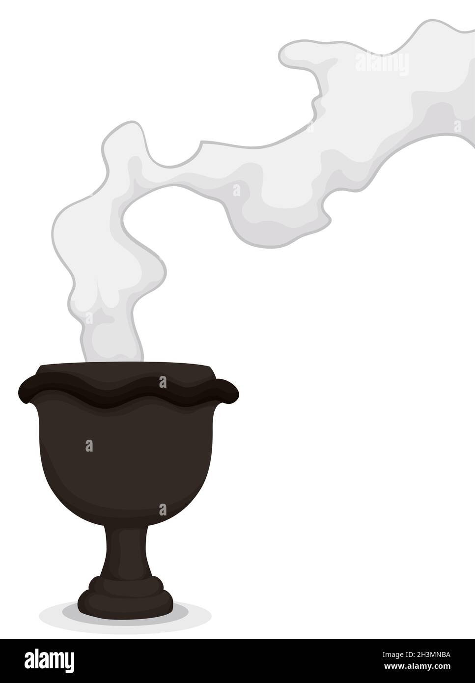Traditional dark copal's censer with smoke and white space for your text, in cartoon style Stock ...