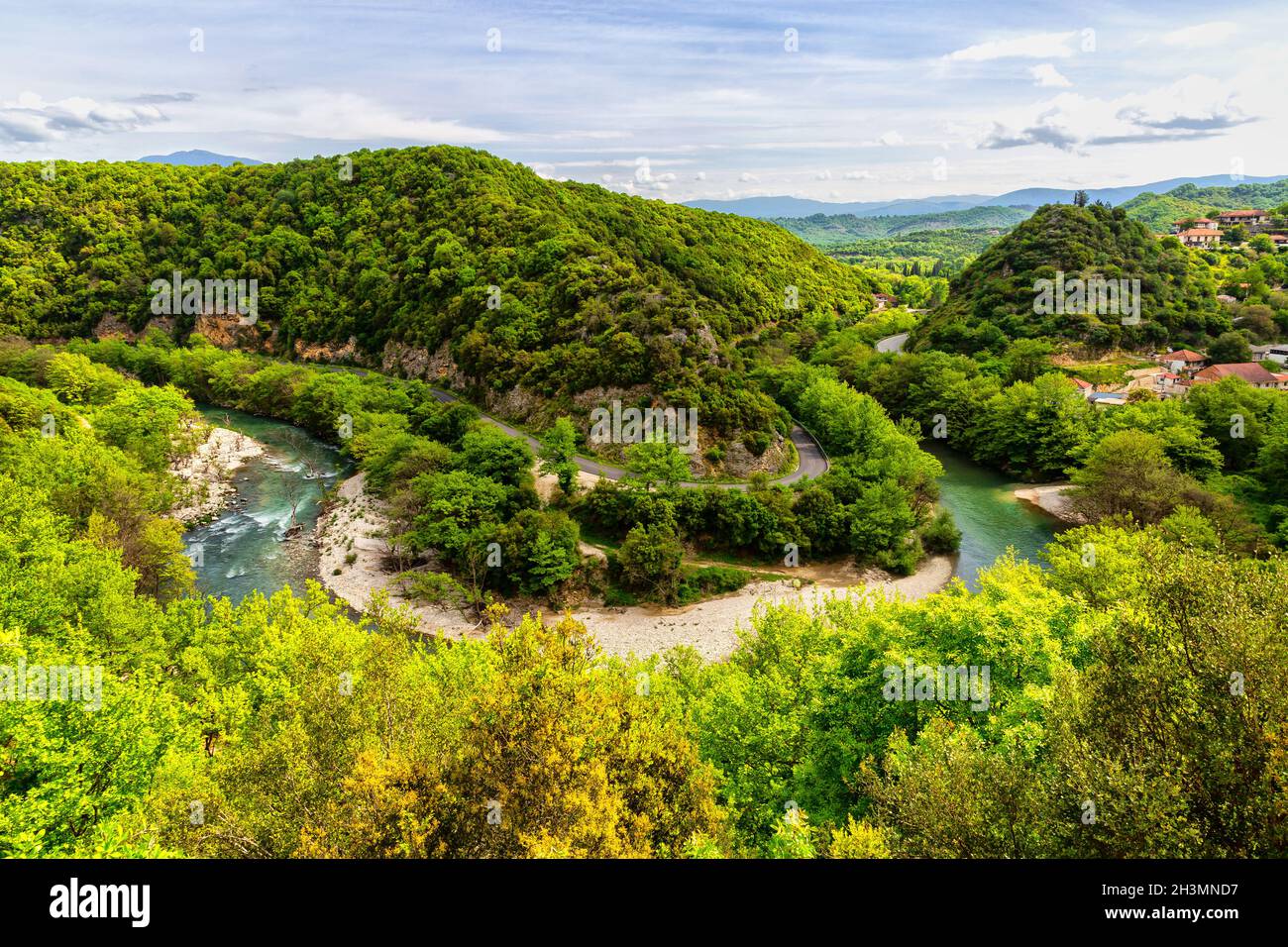 Meander of river in Northwest Greece Stock Photo - Alamy