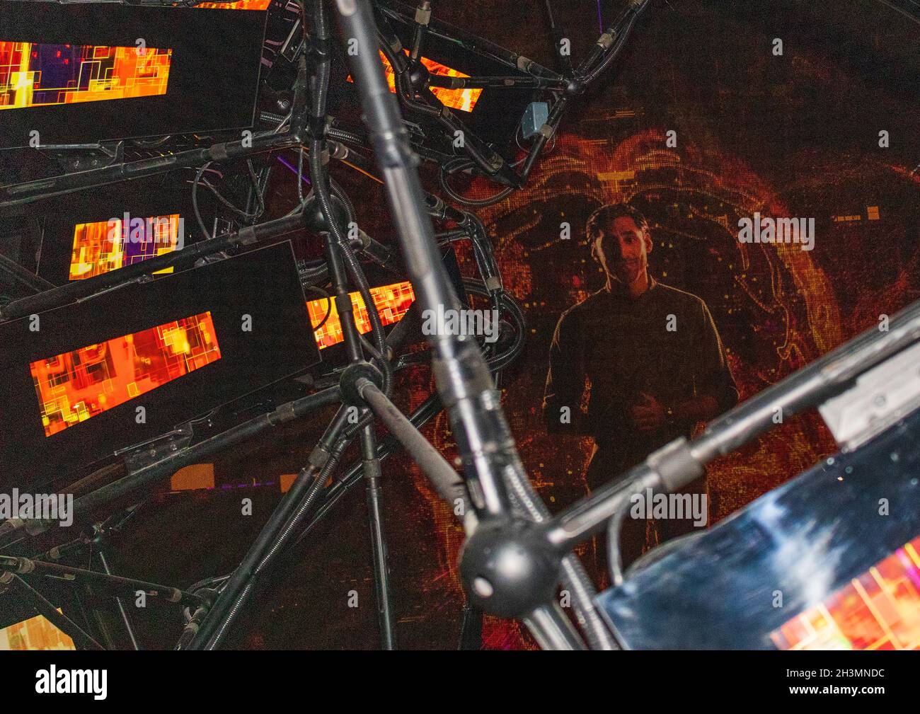 Dubai, UAE - 10.16.2021 Shot of an abstract futuristic installation ...