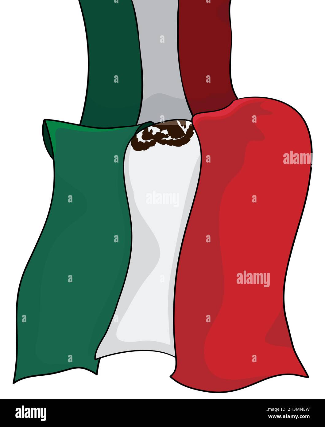 Vertical design with the tricolor Mexican flag and coat of arms in ...