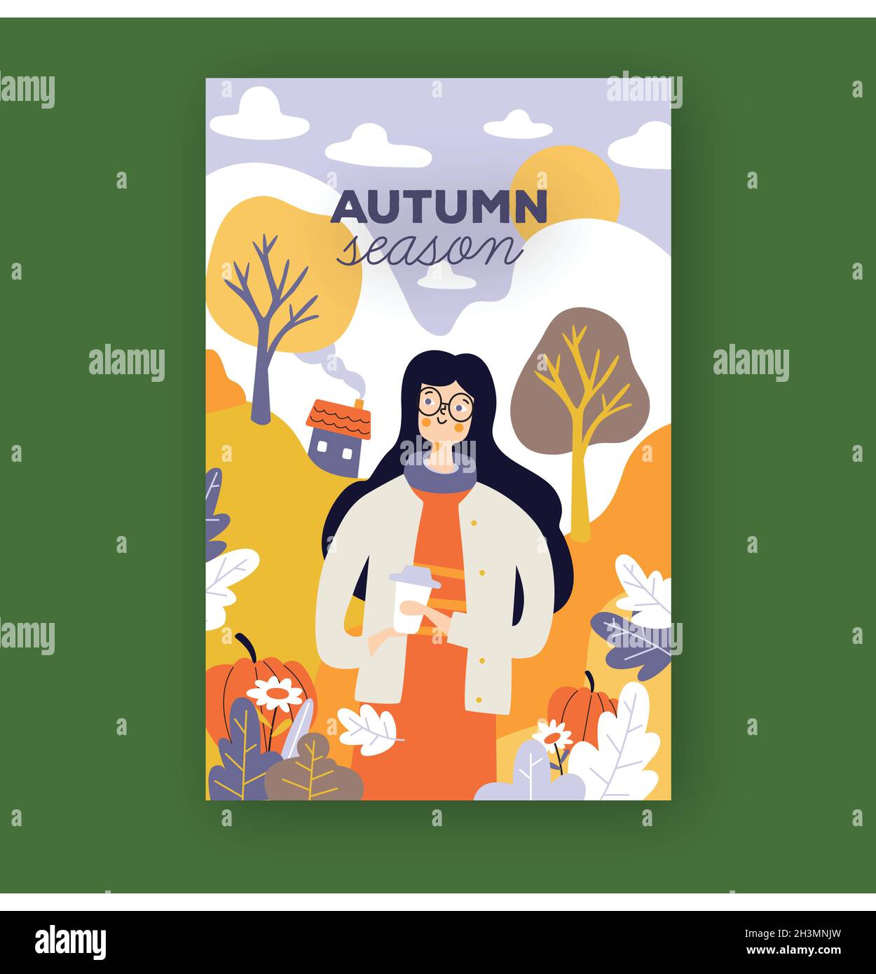 hand drawn autumn season poster vector design illustration Stock Vector ...