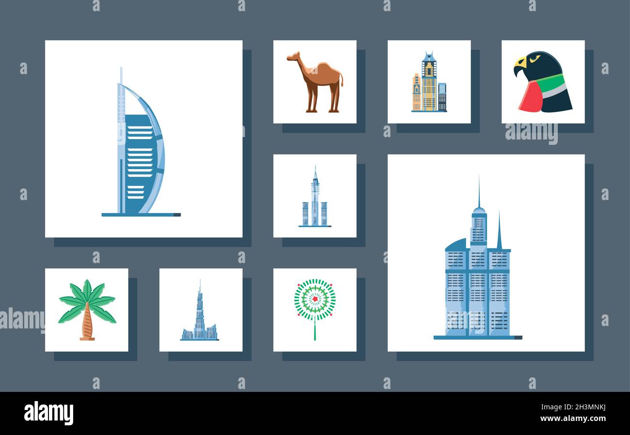 UAE landmarks famous, icons Stock Vector Image & Art - Alamy