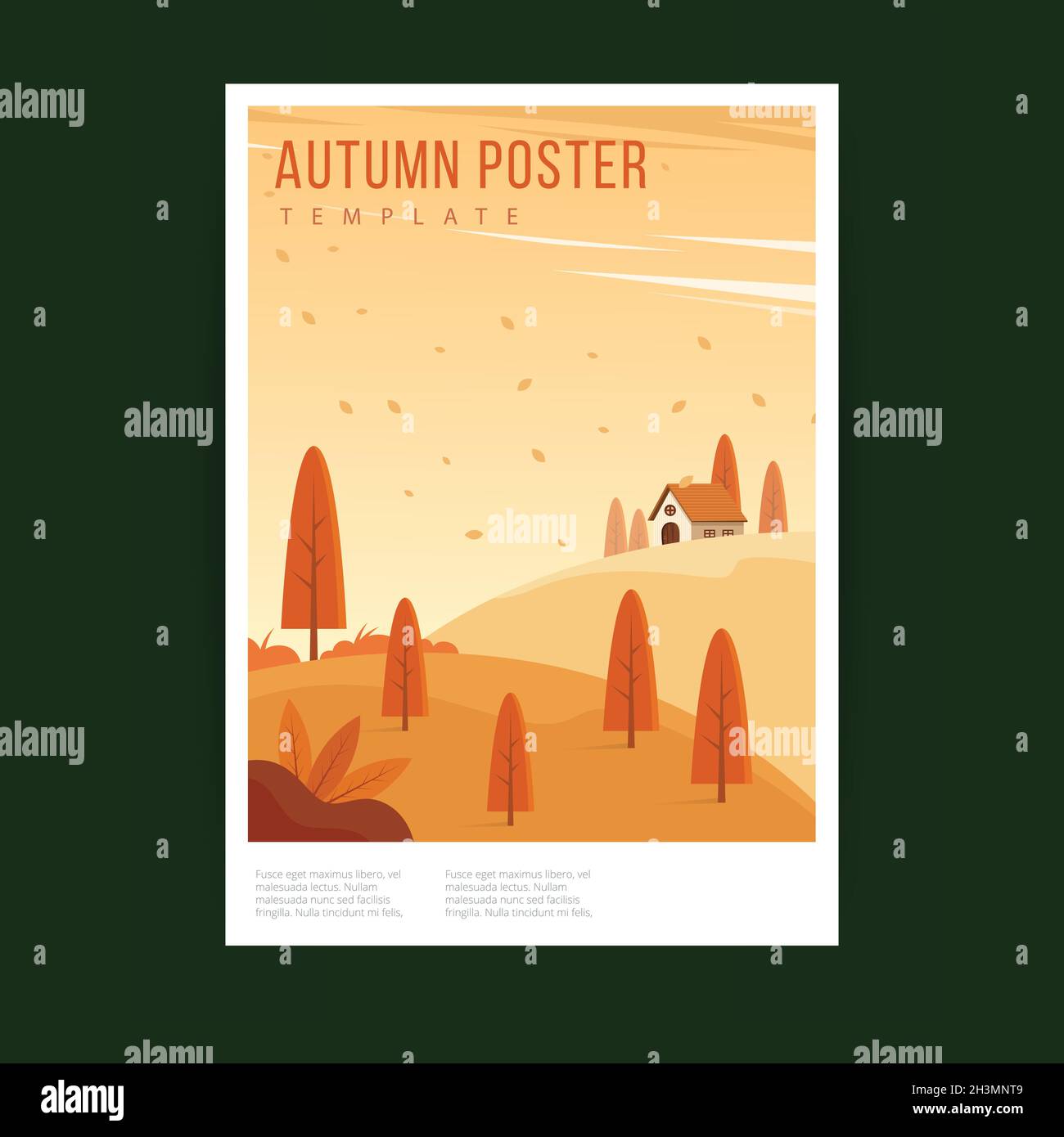 hand drawn autumn poster template vector design illustration Stock ...
