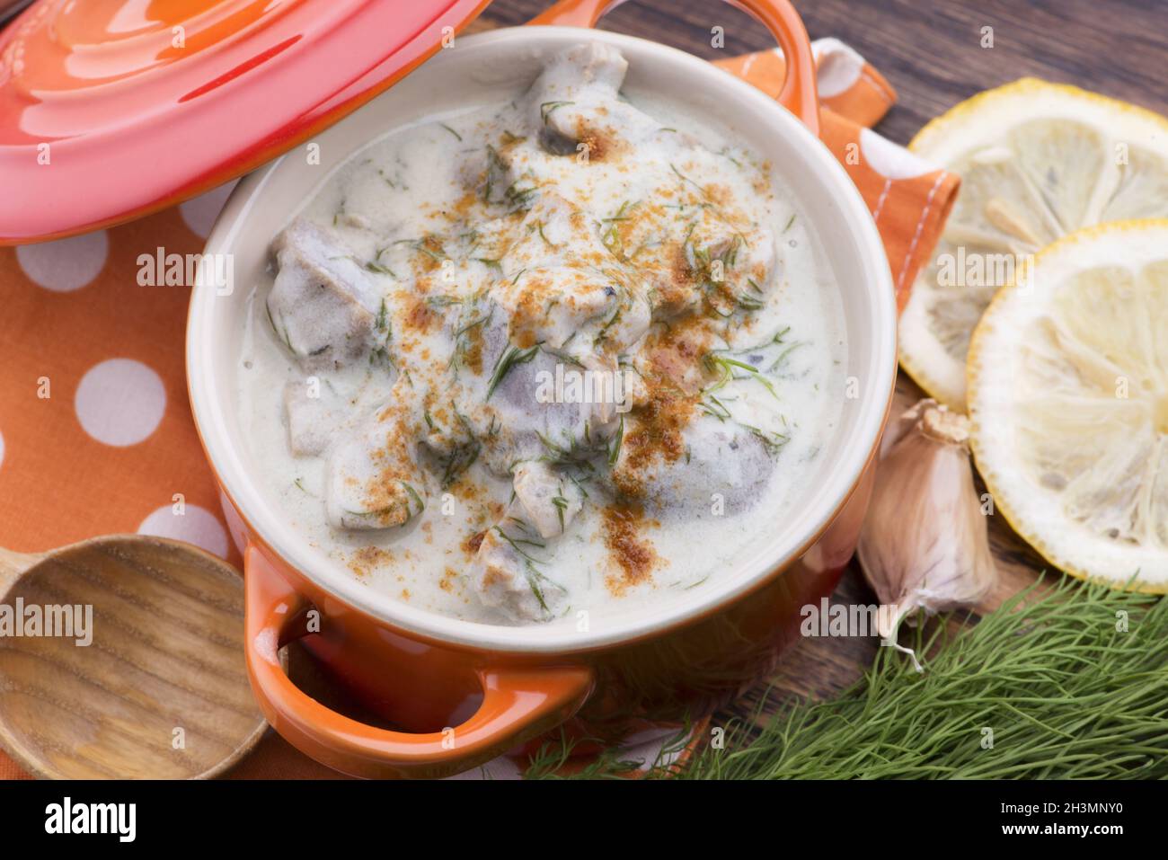 Turkish traditional tripe soup; iskembe corbasi and offal soup Stock ...