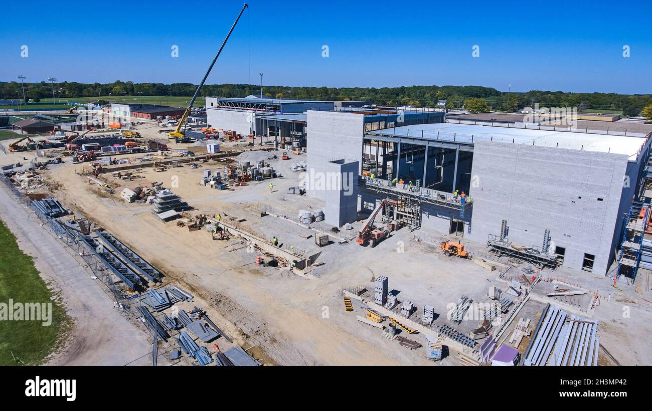 High School being constructed in large construction site Stock Photo ...