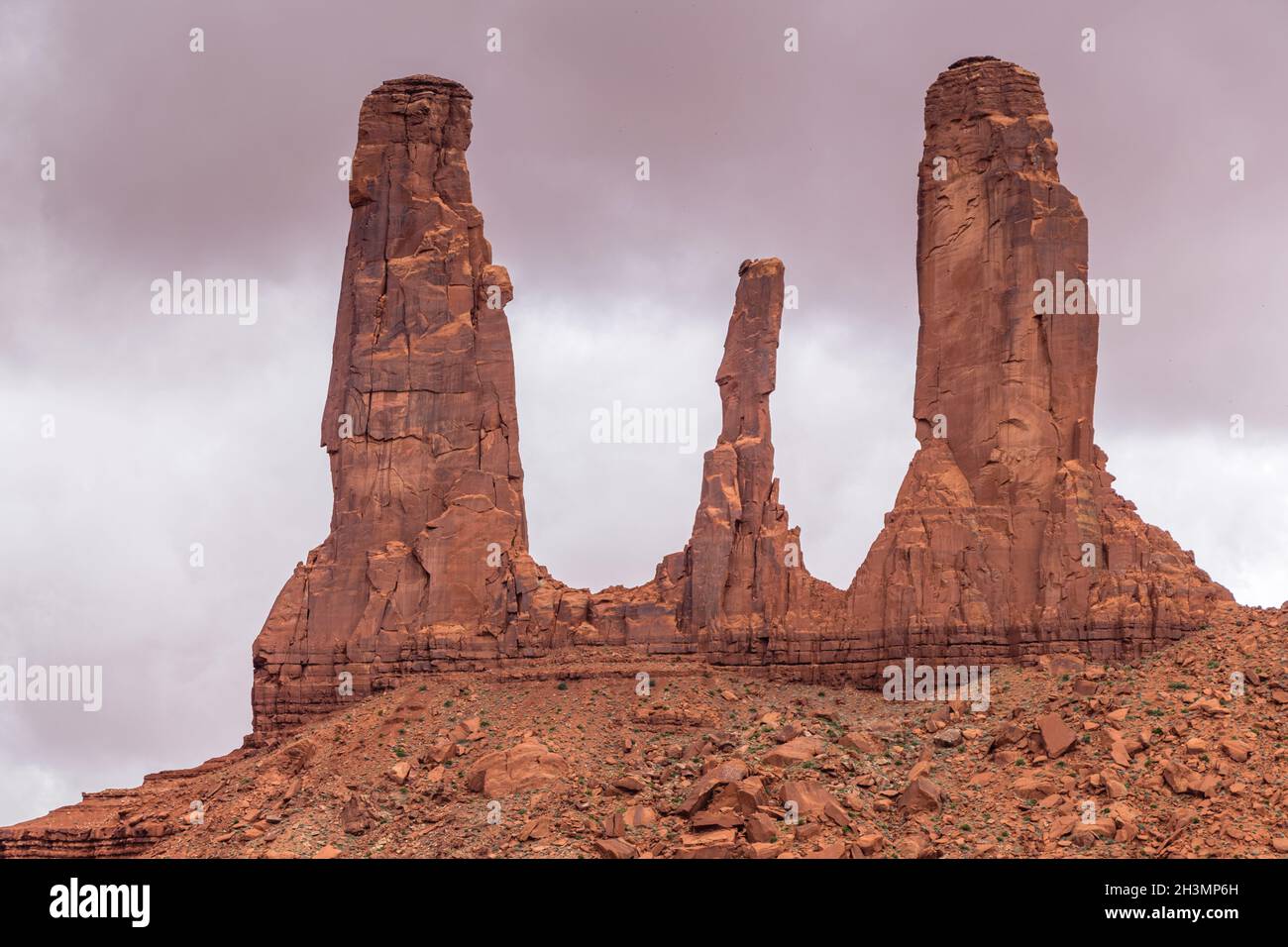 The Three Sisters rock formation, Monument Valley Navajo Tribal Park ...