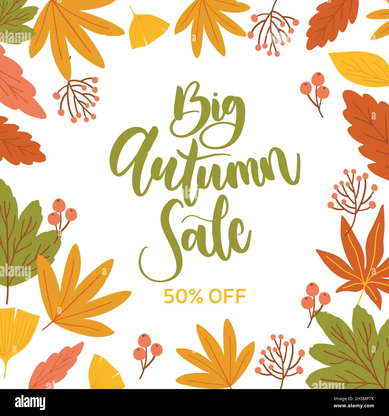 hand drawn autumn sale background vector design illustration Stock ...