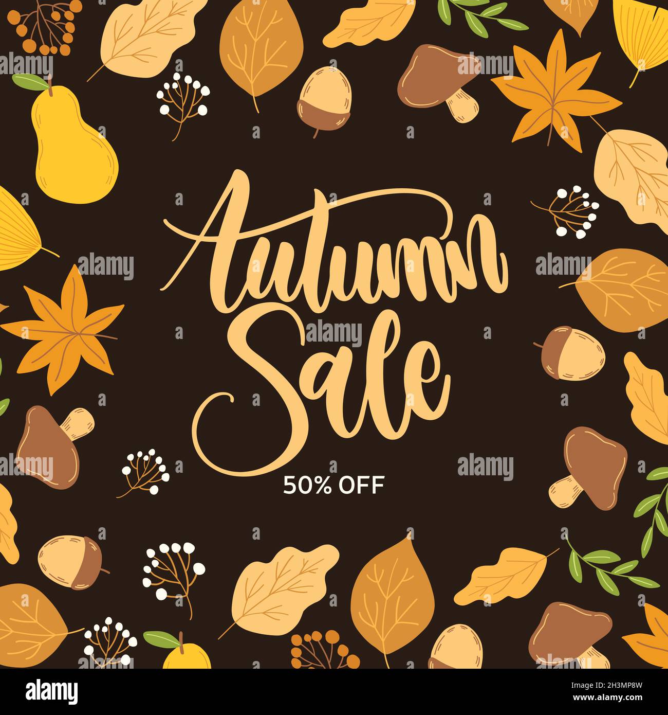 hand drawn autumn sale background vector design illustration Stock ...