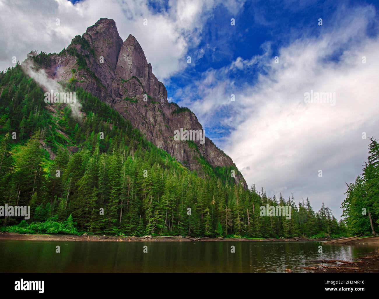Barclay Lake in a Shadow of Mount Baring, Skykomish River valley ...