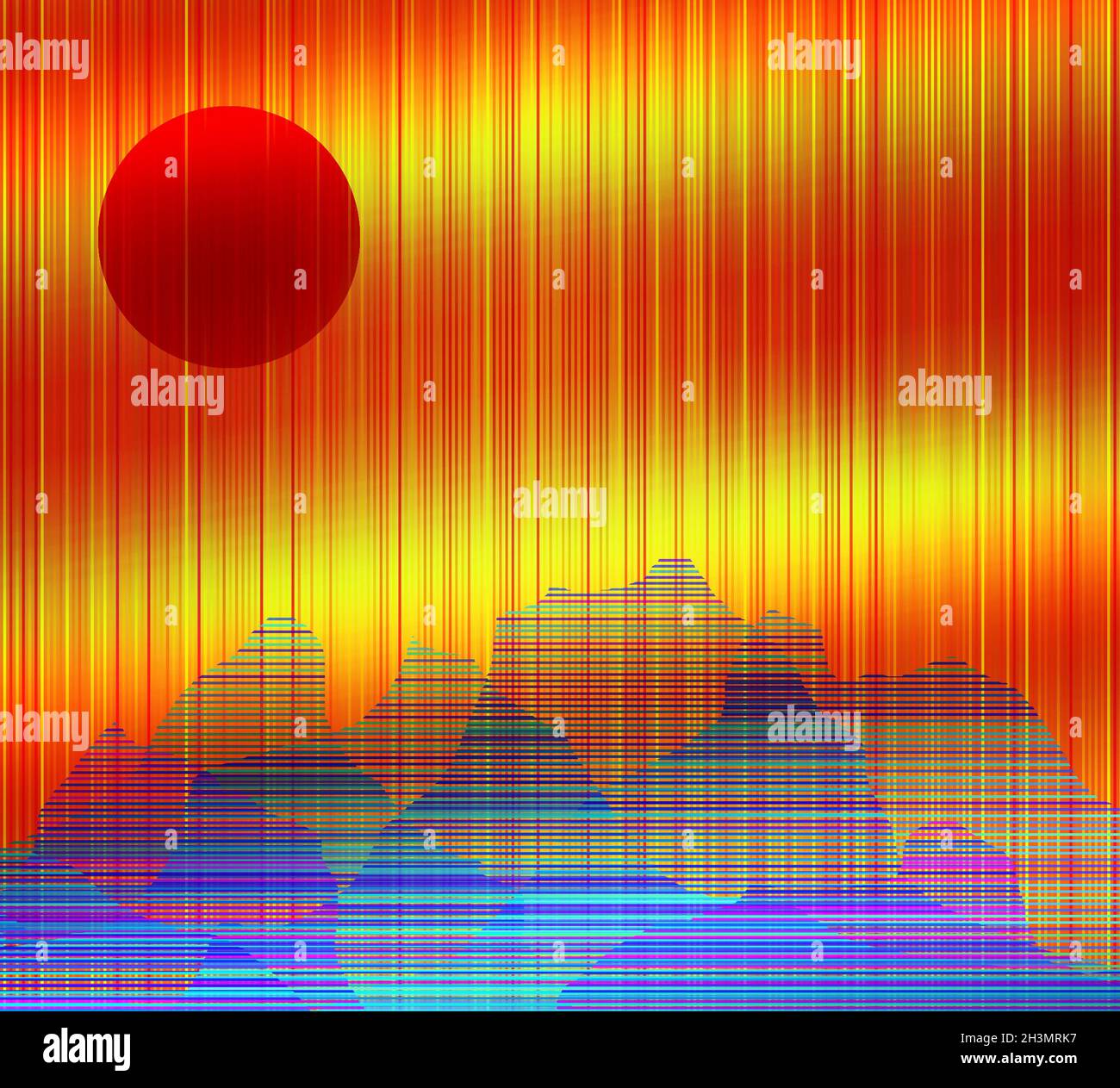 Abstract sunset or sunrise painting. 3D rendering Stock Photo - Alamy