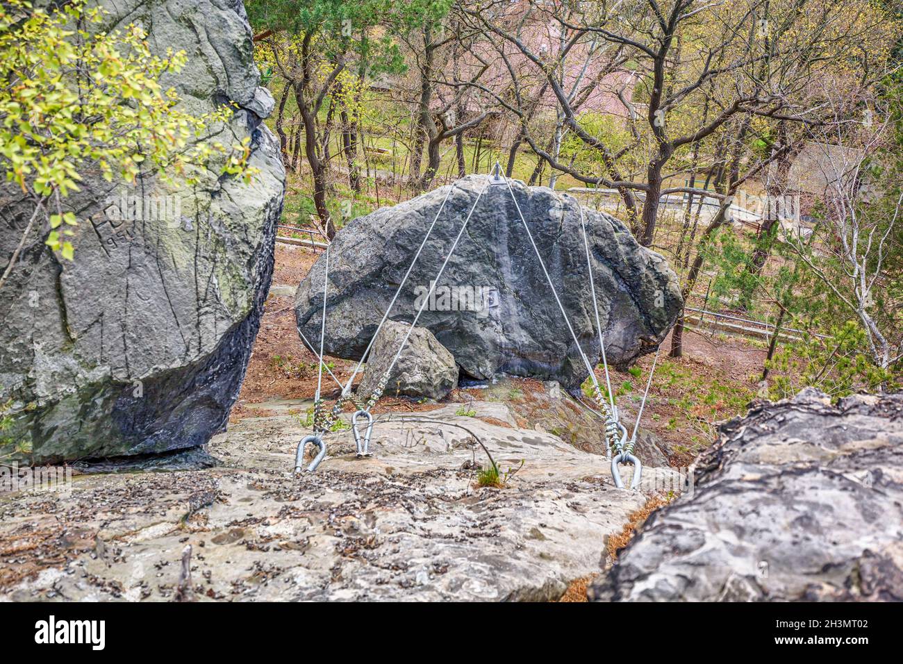 Mountain safety rock Stock Photo - Alamy