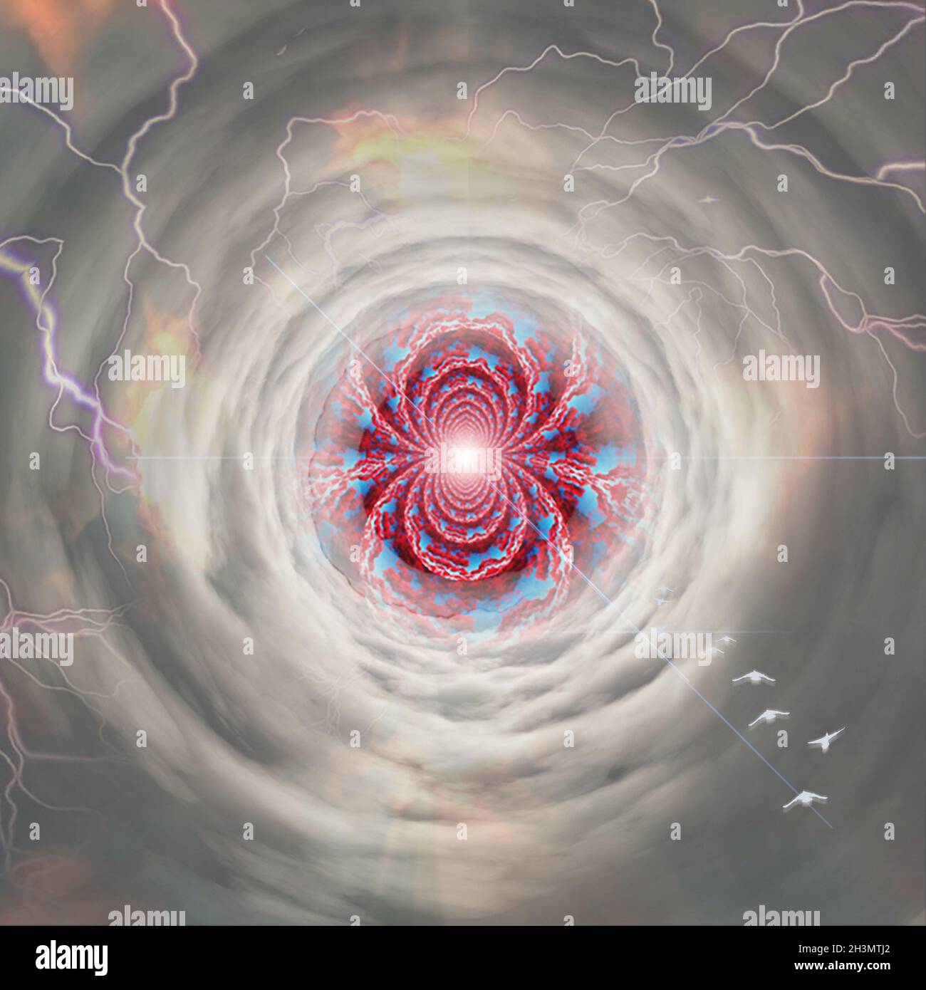 Tunnel of clouds. 3D rendering Stock Photo - Alamy