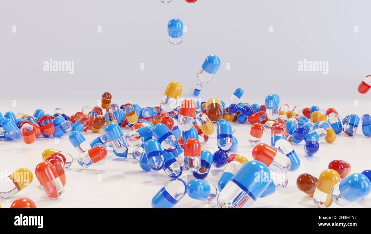 realistic 3d different color medical pills, Colorful capsules ...