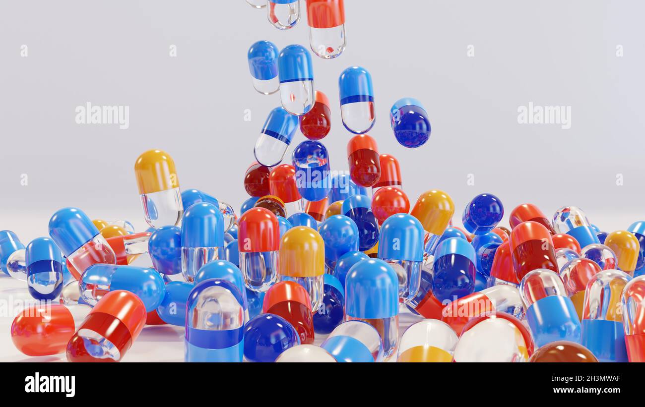 realistic 3d different color medical pills, Colorful capsules ...