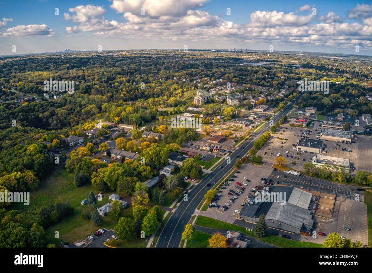 Aerial view of the Twin Cities Suburb of Inner Grove Heights in ...