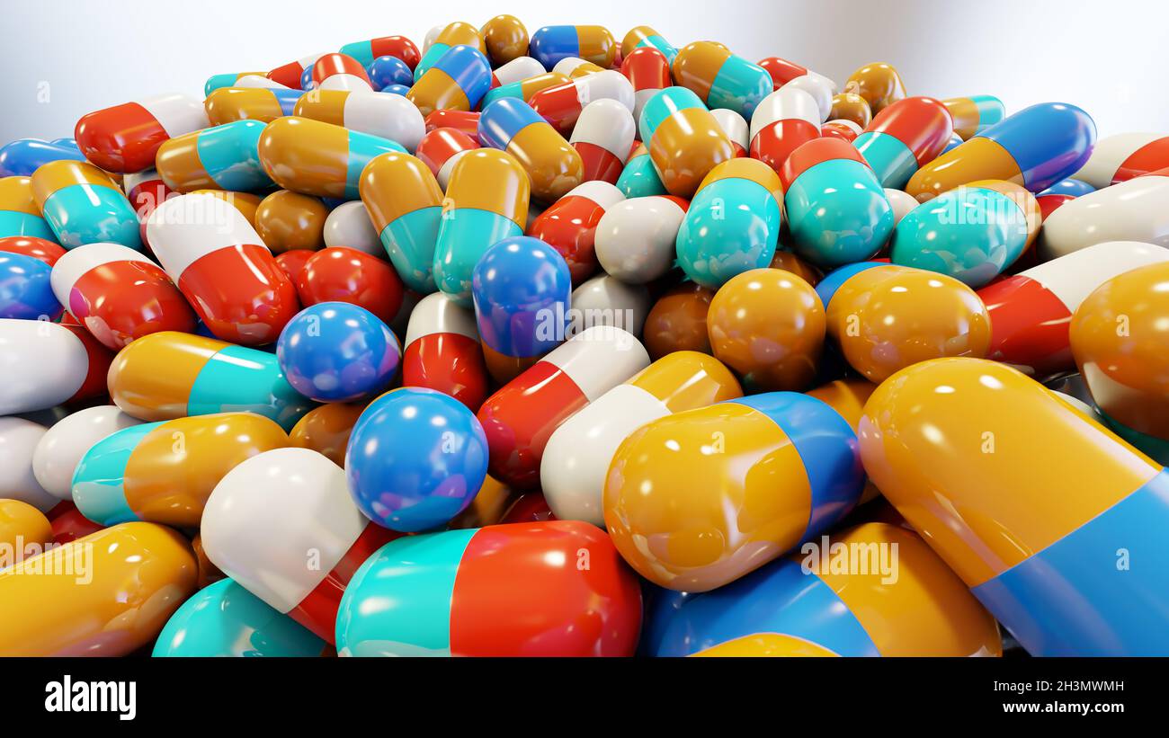 realistic 3d different color medical pills, Colorful capsules ...
